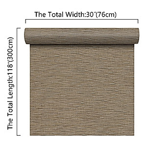 Tan Grasscloth Wallpaper Peel and Stick Textured Wallpaper Brown Linen 30"x118" Large Size Self Adhesive Imitation Cloth Contact Paper for Cabinets Fabric Vinyl Paper for Bedroom Kitchen Wall CHICHOME