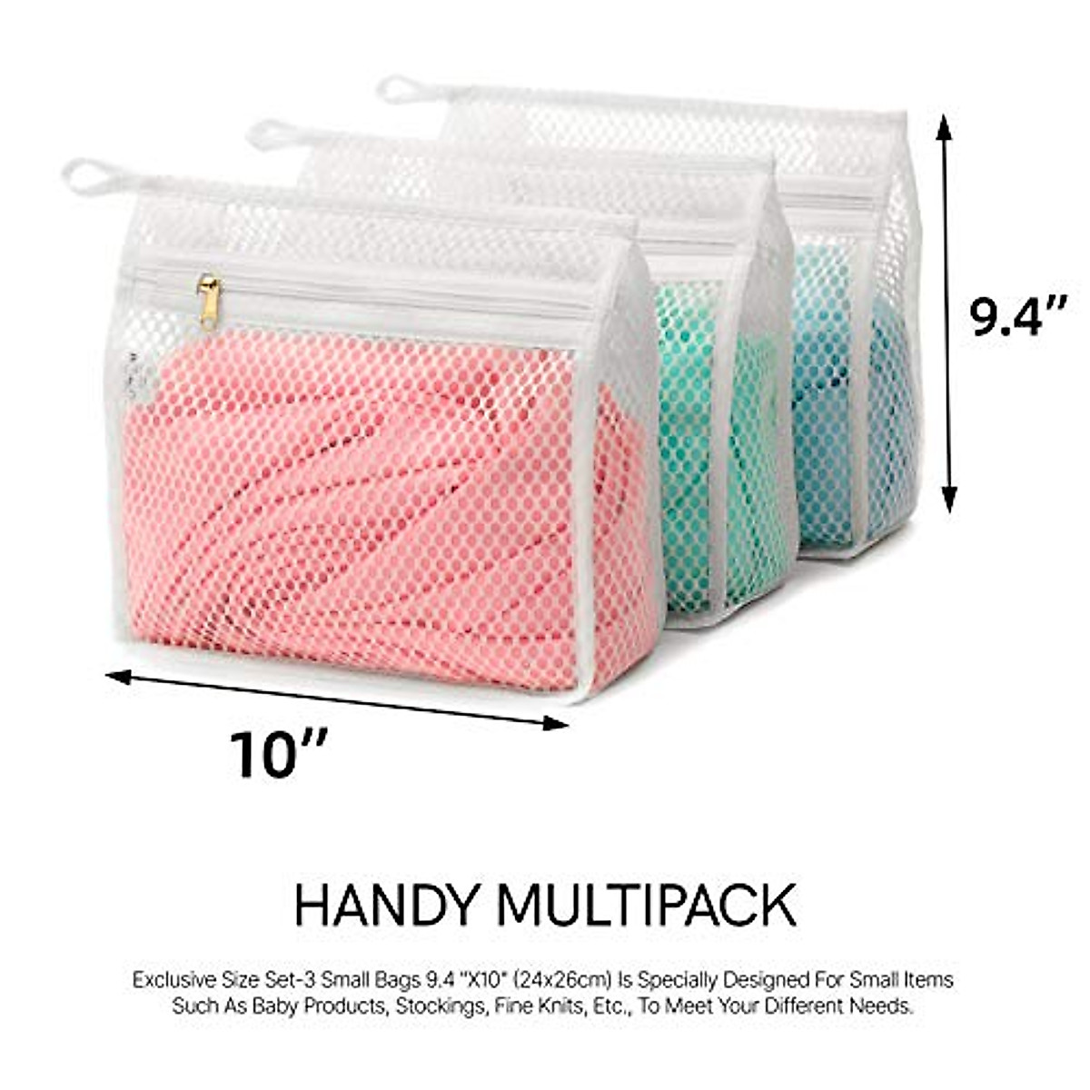 Tenrai 3 Pack Delicates Honeycomb Mesh Laundry Bag, With YKK Zipper, Lingerie, Hosiery, Socks, Bra, Baby Products, Fine Knitwear Mesh Wash Bags (3 X-Small)