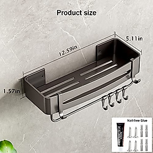 KISUFU Shower Caddy,Shower Shelf,Adhesive Shower Organizer No Drilling,Bathroom Storage Organizer,Large Capacity Shower Shelves,Bathroom and Kitchen Storage-2pck（gray）