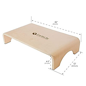 EARTHLITE Wooden Step Stool - 4'' High, Large Surface, Strong & Stable Bed Step, Foot Stool, Massage Step-Up