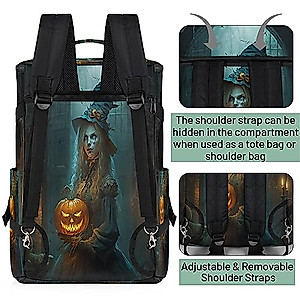Halloween Witch Watercolor Painting（01） Gym Duffle Bag for Traveling Sports Tote Gym Bag with Shoes Compartment Water-resistant Workout Bag Weekender Bag Backpack for Men Women