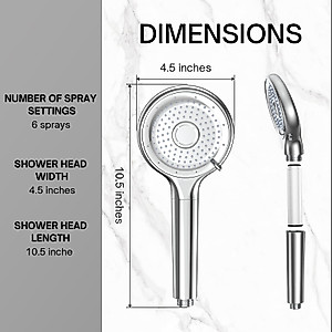 FEELSO Filtered Shower Head with Handheld, High Pressure 6 Spray Mode Showerhead with Filter, 15 Stages Water Softener Filters Beads for Hard Water-Remove Chlorine, Reduce Dry Itchy Skin, Extra Filter