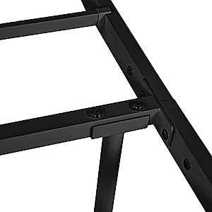 Fangflower Twin Size Bed Frame Platform Metal with Headboard/Underbed Storage/Steel Slats, Heavy-Duty Mattress Foundation for Bedroom, No Box Spring Needed, Black