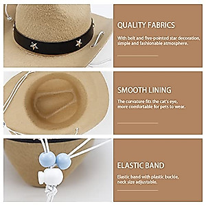 YOLUFER Pet Hat Costume Dog Cowboy Hat with Adjustable Strap, Party Cowboy Hats for Small Pets Puppy Cat (Light Coffee)