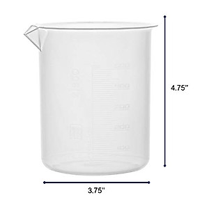 EISCO Plastic Beaker, 500ml - Polypropylene Plastic - Raised Graduations, Tapered Spout - Euro Design