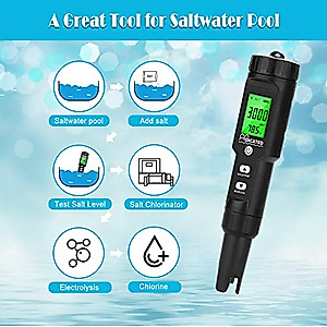 HOICATED Digital Salt Pool Tester Range 0-9999ppm for Saltwater Pool Swimming Pool and Koi Fish Pond Salt Level Testing Professional Sodium Chloride Meter
