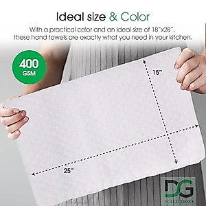 DG Collections Terry Dish Towels, 100% Cotton Kitchen Towels, Set of 6 (18x28 inch) Hand Towels - 400 GSM, Absorbent Terry Cloth Dish Towels for Kitchen, Soft Tea Towels - White Color