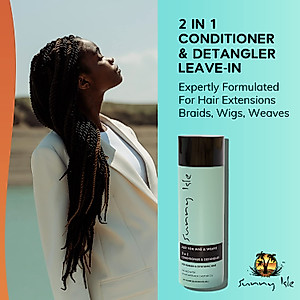 Sunny Isle Just for Wig, Weave, Braid, & Extensions 2N1 Conditioner and Detangler 8oz | For Synthetic & Natural Hair | Aloe Vera, Tea Tree, Borago Seed & Jamaican Black Castor Oils | Sulfate Free