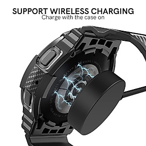 Rugged Case Band for Samsung Galaxy Watch 4 Classic 40mm Band with Bumper Accessories,Sport Protective Cases/Cover Protector Drop-Proof Shockproof for Galaxy watch 4 band 40mm,40mm,,Black