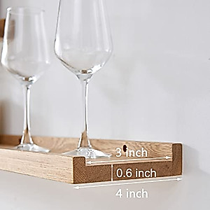 Long Floating Shelf 36 Inch Natural Wood Shelves Set of 2, Rustic Display Books Picture Ledge Shelf for Wall Mounted, Natural Solid Oak Wood Shelf, Easy to Install, Natural Color, 36 *4 *1.5