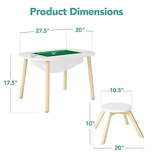 Best Choice Products 2-in-1 Kid's Wooden Building Block Table, Construction Activity Center for Playroom, Child Development w/Reversible Tabletop, 2 Stools, Storage Compartment