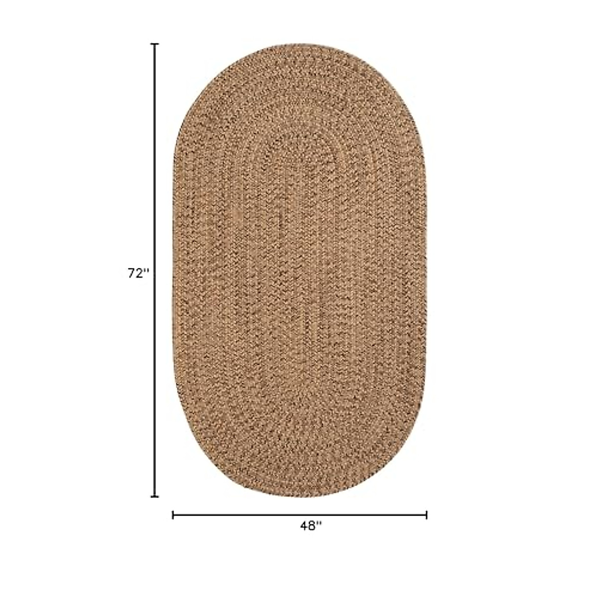 Capel Rugs Claire Washable Reversible Indoor Outdoor 4' x 6' Oval Chestnut Braided Area Rug Made in The USA