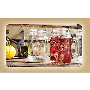 Glaver's Drinking Jars – Set of 6 Mason Jar Cups – 16 Oz Glasses with Handle, Ice-Cold Drinkware Logo – Jars are Ideal for Cold Beverages, Cocktails, Shakes, Sodas, Juice.