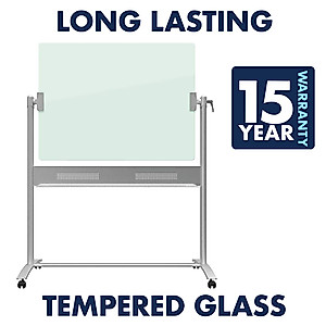 Quartet Easel, Magnetic, Glass Whiteboard, 4' x 3', Reversible, Portable, Flip Chart Holder, Infinity (ECM43G), Silver