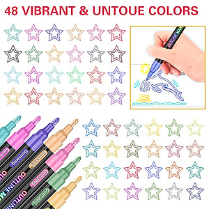 Gunsamg 48 Outline Markers for Teen Girl Gifts Trendy Stuff, Glitter Markers Metallic Markers for Doodle Writing,Art Supplies Crafts for girls 8-12