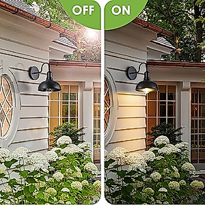 MATAMEYE Outdoor Wall Sconce, 2 Pack Exterior Waterproof Farmhouse Gooseneck Barn Light Fixtures, Black Garage Wall Lanterns, Anti-Rust E26 Socket Front Porch Lighting(Bulb not Included)