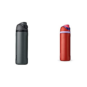 Owala FreeSip Insulated Stainless Steel Water Bottle with Straw for Sports and Travel & FreeSip Insulated Stainless Steel Water Bottle with Straw for Sports and Travel, 24-Ounce, Pomegranate Parade