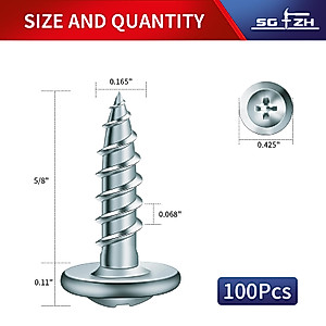 #8 x 5/8" Wood Screw 100Pcs Alloy Steel Standard Thread Truss Head Fast Self Tapping by SG TZH