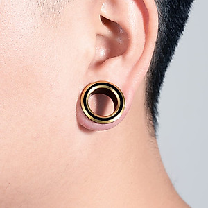 PUNKYOUTH 2PCS 316L Stainless Steel Two-color Screw Tunnel Ear Plug Expander Stretcher Gauge 0G-1"