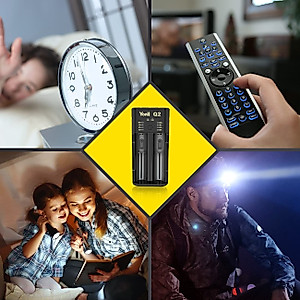 18650 Charger,Smart Universal Charger Fast Charger 2 Bay for Rechargeable Batteries Ni-MH Ni-Cd AA AAA Li-ion IMR 10440 14500 16340 RCR123A 26650 3.6V 3.7v 1.2v Current 1A 2A Optional (No Battery)