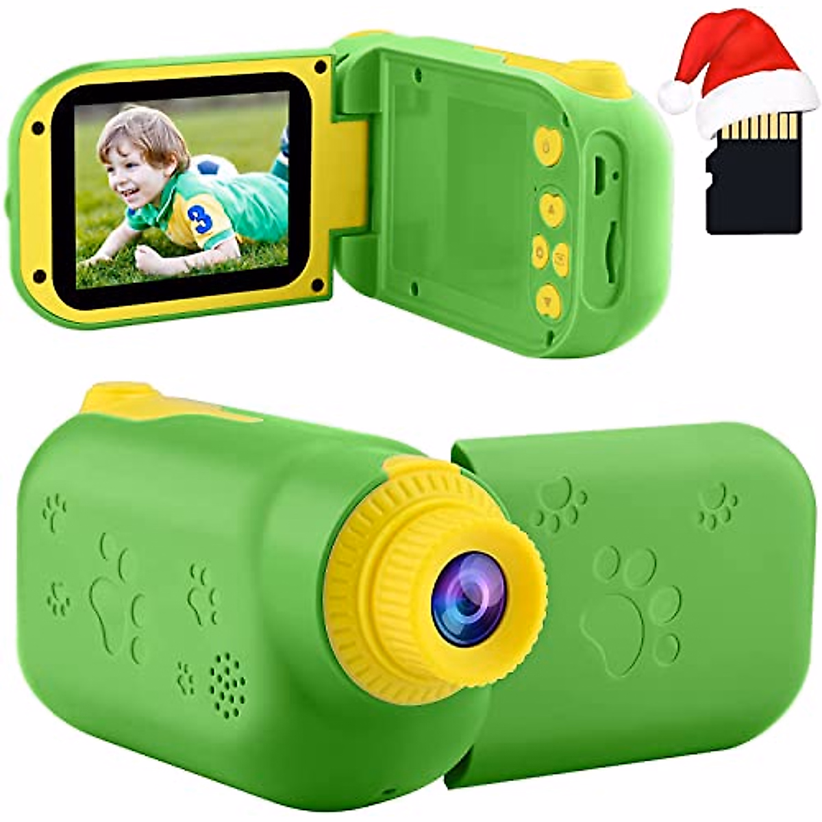GKTZ Children Video Camera - Kids Digital Camera Toddler Toy Camcorder Birthday Gifts for Boys and Girls Age 3 4 5 6 7 8 9, 12MP Kids Video Recorder with 32GB SD Card - Green