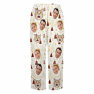 Personalized Face Photo Pajamas for Men Women Custom Christmas Face Pajama Pants Sleepwear Bottoms for Christmas Birthday
