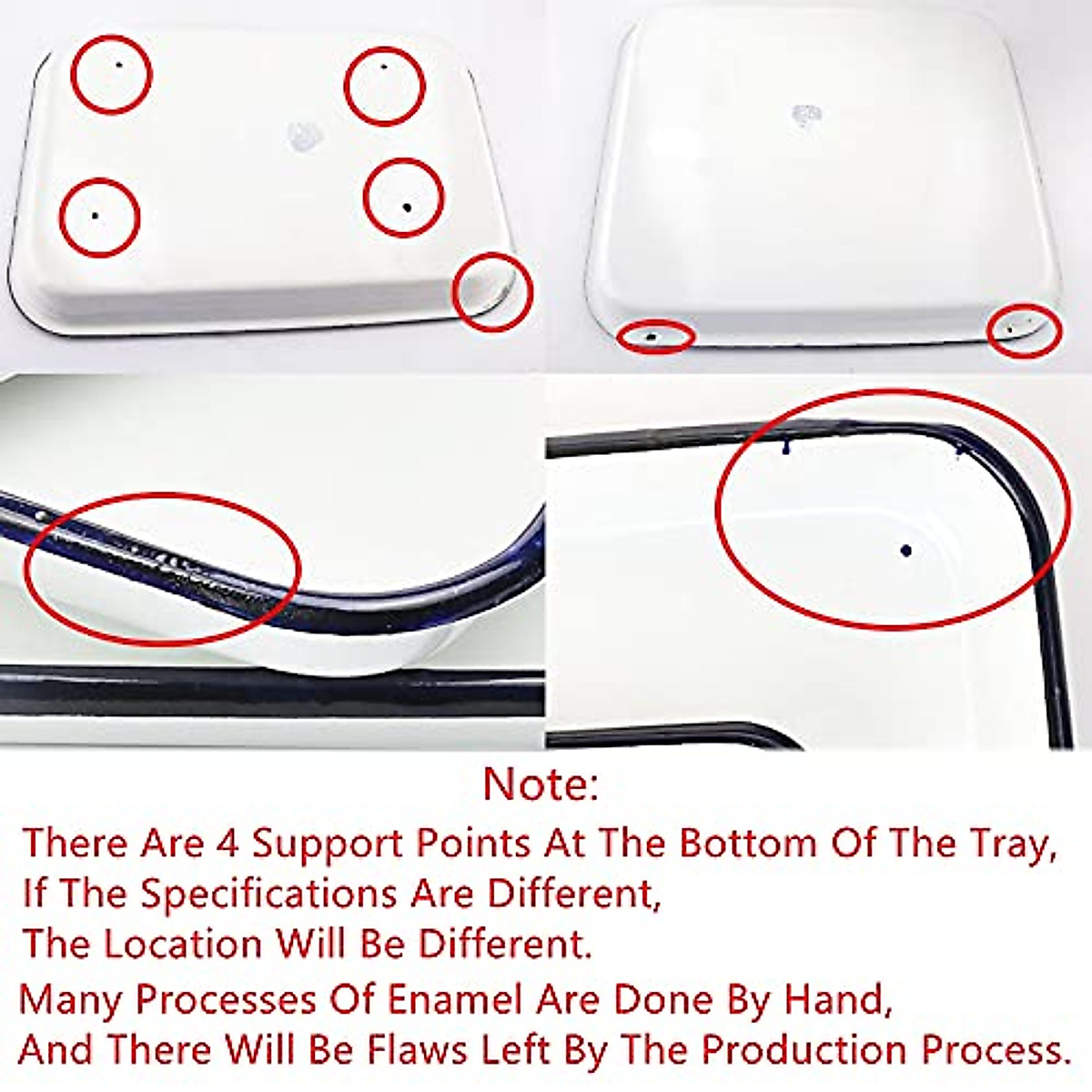 1PCS Handcrafted Vintage Tray White Enamel Home Cake Oven Baking Tray Square Retro Plates (16CMX22CMX3CM)