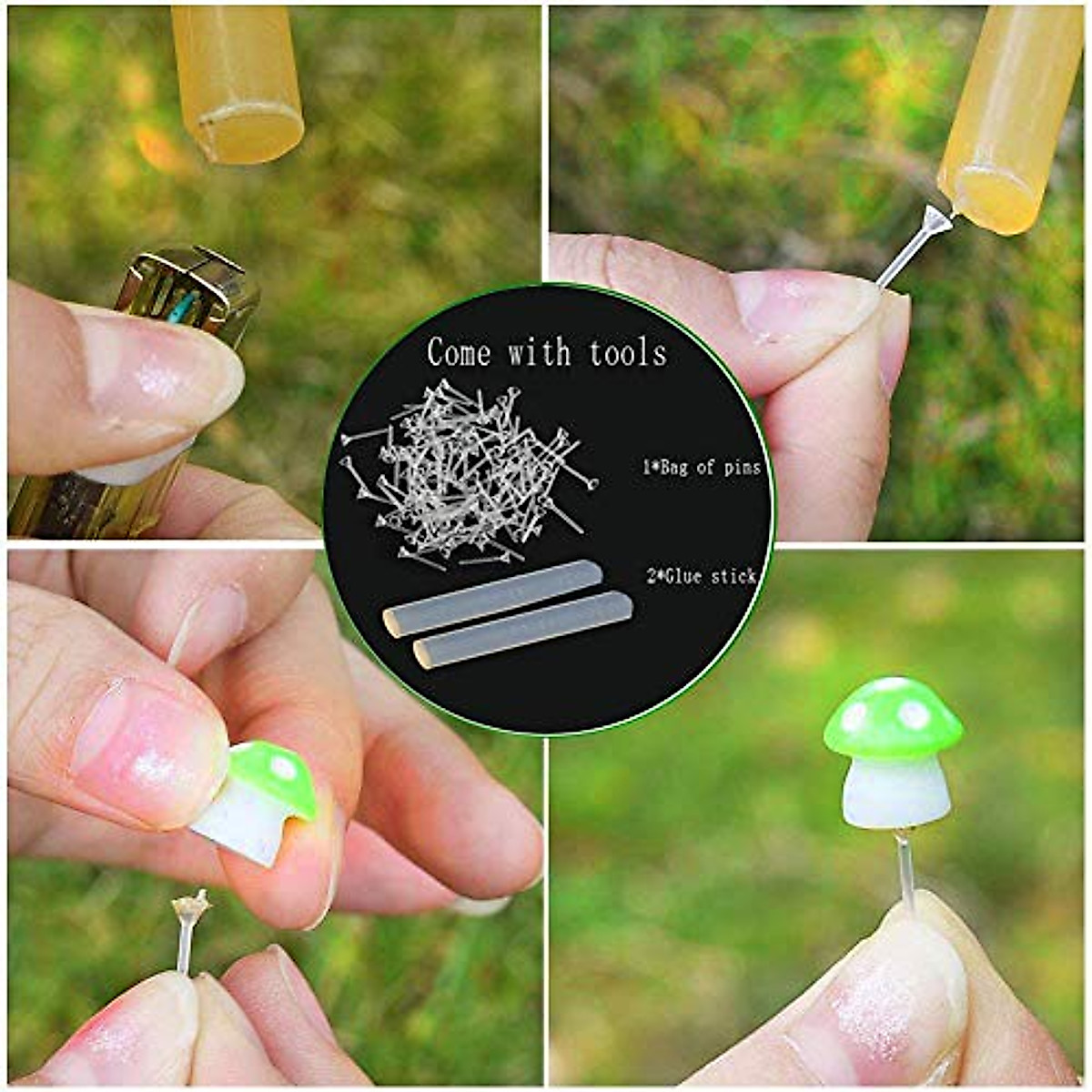 Tophappy 100pcs Miniature Fairy Garden Ornaments Kit Set, Ladybugs,Mushrooms, Flowers with Tools for DIY Fairy Garden Décor