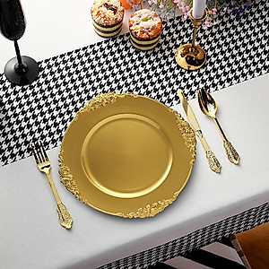 Leemxiiny Gold Charger Plates, 13" Elegant Plastic Set of 6 Chargers for Dinner Plates for Table Decoration, Wedding, Party, Thanksgiving, Christmas