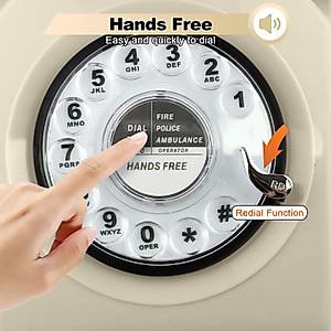 Sangyn Retro Rotary Telephone 1960's Style Old Fashioned Vintage Home Phone with Mechanical Ringer and Speaker Function