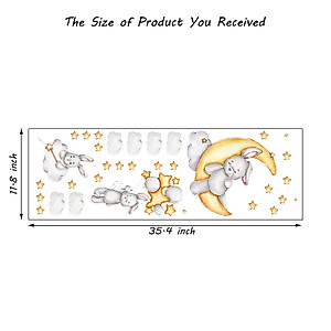 Laoyello Bunny Sleeping on The Moon Wall Stickers Rabbit Stickers Cloud Moon Wall Decal Baby Boy Girls Moon and Stars Nursery Wall Decor