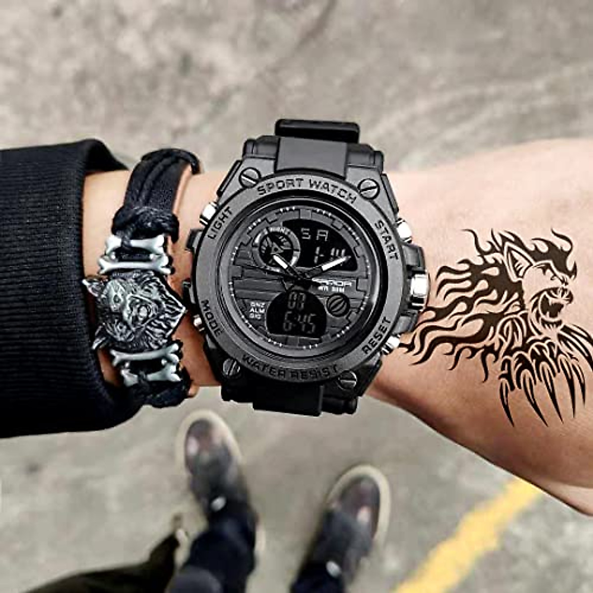 Men's Watches Outdoor Sports Waterproof Military Watch Date Multi Function Tactics Electronic Army LED Stopwatch Digital Aanalog Watches