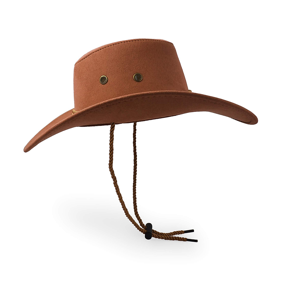 Cowboy Hat, Sun Hat Faux Felt Leather Suede Travel Cap Western Hat Outdoor Sun Protect Brown