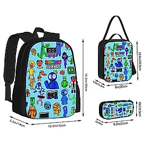 AENNA Cartoon Game Backpack Set Boys Girls Bookbag with Pencil Case Lunch Bag for Teens School Picnic Travel