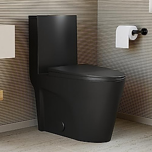 St. Tropez One-Piece Elongated Toilet Vortex Dual-Flush in Matte Black 1.1/1.6 gpf