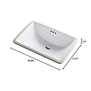Kraus KCU-241 Elavo Bathroom Undermount Sink, 21 Inch, 24 Inch , White