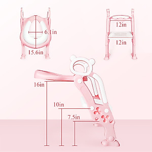 GrowthPic Toddler Toilet Training Seat Ladder with Sturdy Non-Slip Wide Step and Soft Cushion for Girls with Splash Guard(New)