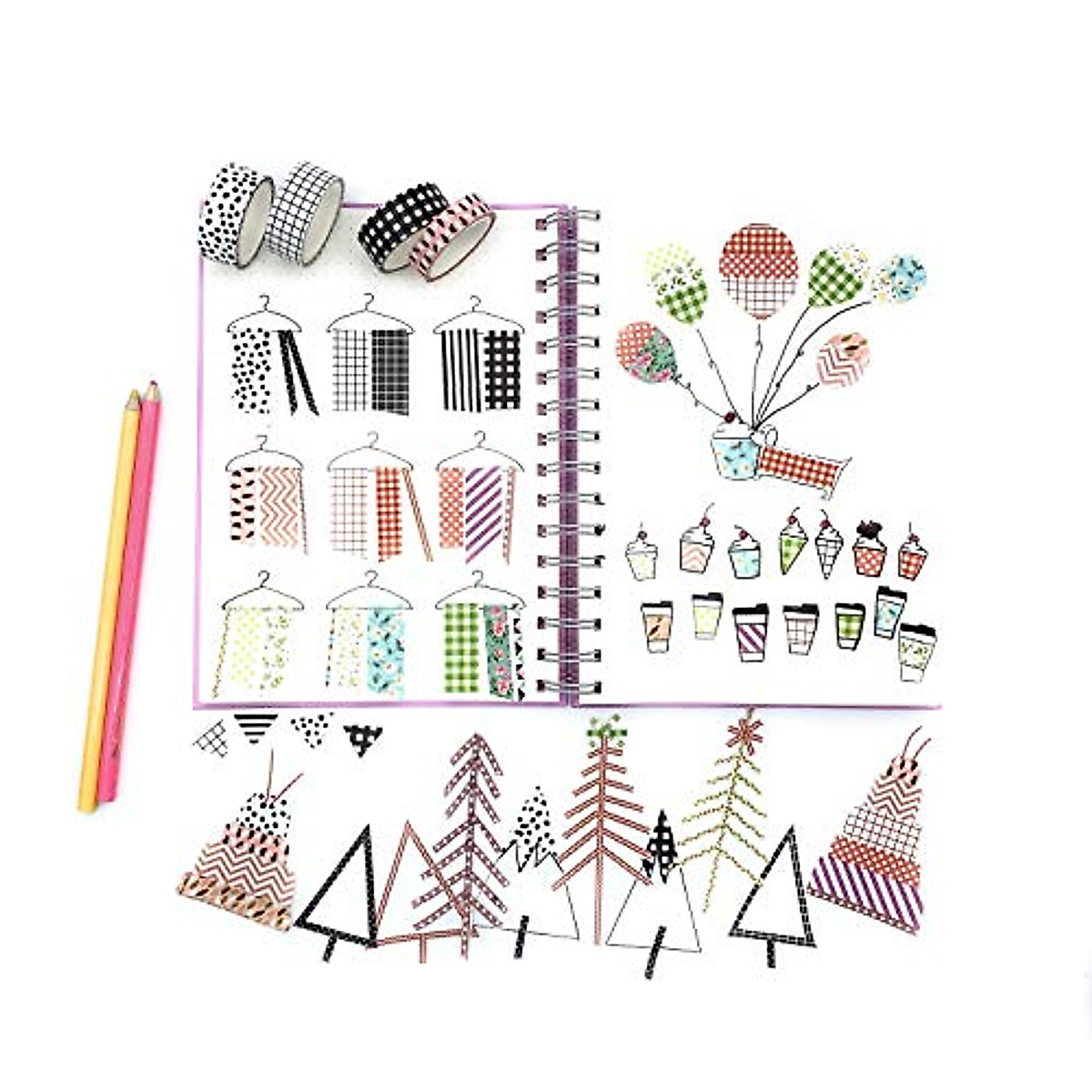 Washi Tape Set Gift Box, 30 Rolls 3 Sizes 15mm 10mm and 3mm Arts and Crafts, Decorative Masking Craft Cute Tape, Great Scrapbooking Tape Set, DIY Bullet Journal, Planner Washy Tape