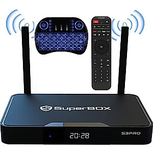 Super Box S3 PRO, S3pro 2023, Combo Bundle, 2 HDMI, 1 Voice and 1 Full Keyboard Remote, (Comes with Easy Detailed Install Instructions, Great Customer Support)