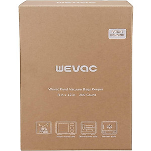 Wevac 8” x 12” 200 Count Food Vacuum Sealer Bags Keeper, PreCut Quart, Ideal for Food Saver, BPA Free, Commercial Grade, Great for storage, meal prep and Sous Vide