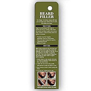 SoftSheen-Carson Magic Grooming Beard Filler Pencil Brush for Men, Waterproof, Fill in Patchy Beard & Cover Greys, Natural Black Shade, Black, 0.05 Fl Oz