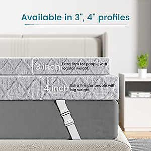 Sleepmax 4 Inch Firm Mattress Topper Queen Size - Firm to Extra Firm Memory Foam Bed Topper - Relieve Back Pain - High Density Foam Mattress Pad with Skin-Friendly Cover