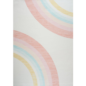 RUG BRANCH Soft Steps Playtime 5' x 7' (5'3" X 7'7") Non-Toxic, Child and Pet Safe, Rainbow Playmat - Indoor Area Rug for Kids, Pink Cream - Playroom, Nursery, and Children Bedroom