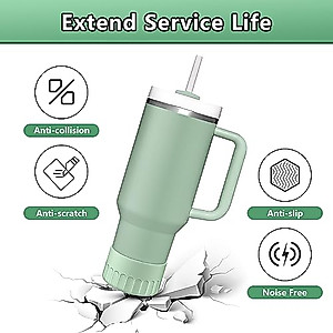 WUQID Creative Cylindrical Textured Silicone Boot for 30oz 40oz Stanley Water Bottles Tumbler Anti-Slip Bottom Sleeve Cover Bumper
