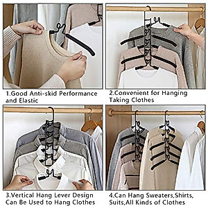 Clothes Hangers, 5 in 1 Multilayer Metal EVA Sponge Hangers Anti-Slip Clothes Rack Space Saving Detachable Hanger for Suit Coat Shirt Skirt Pants (Black)