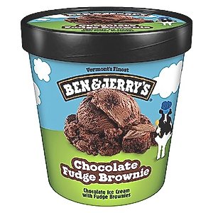 Ben & Jerry's Chocolate Fudge Brownie Ice Cream Pint Non-GMO 16 oz
