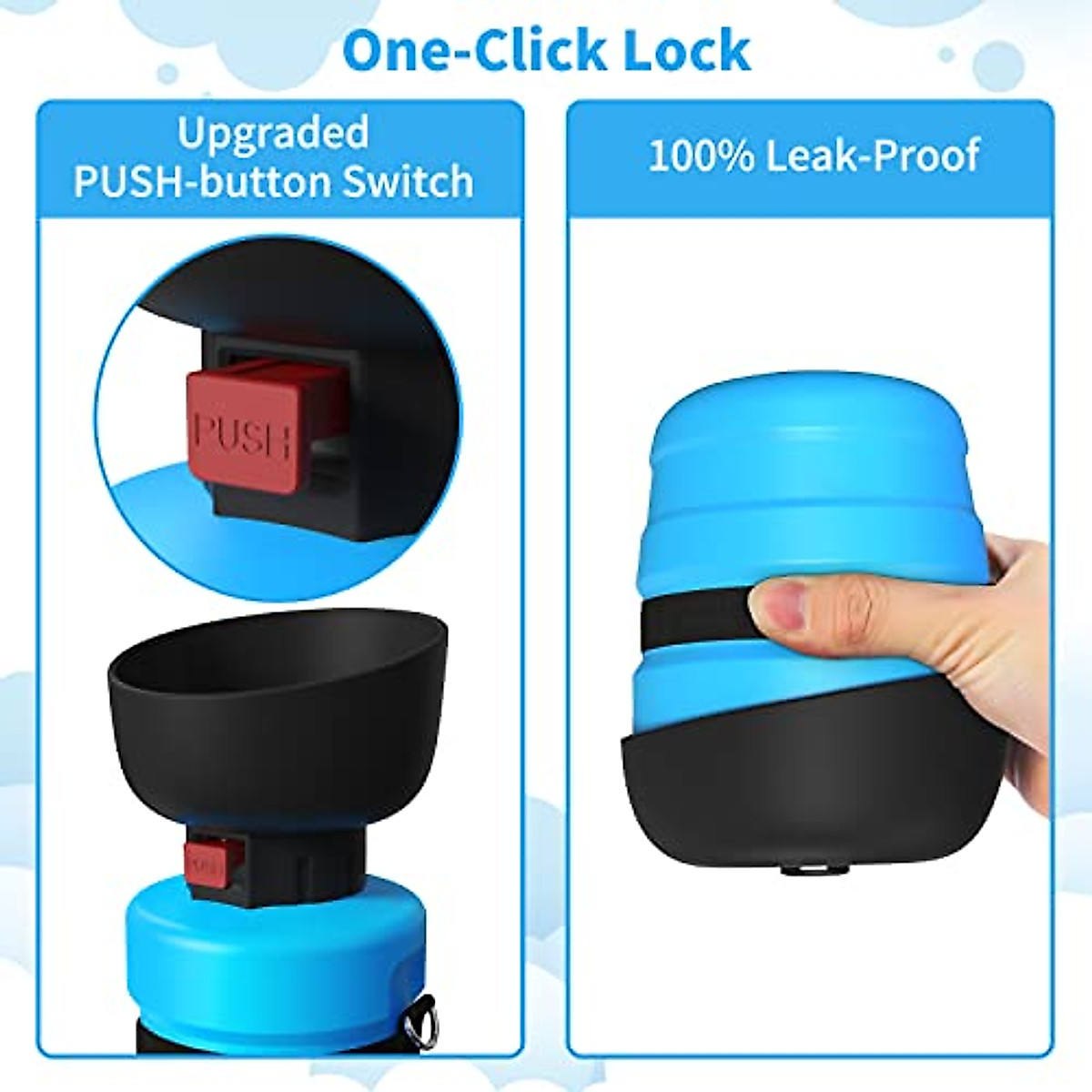 Dog Water Bottle 14oz, Leak Proof Pet Water Bottle for Dogs Portable Puppy Water Dispenser Foldable 2-in-1 Design, Lightweight & Convenient for Walking Travel Outdoor BPA Free (3rd Gen, Blue)