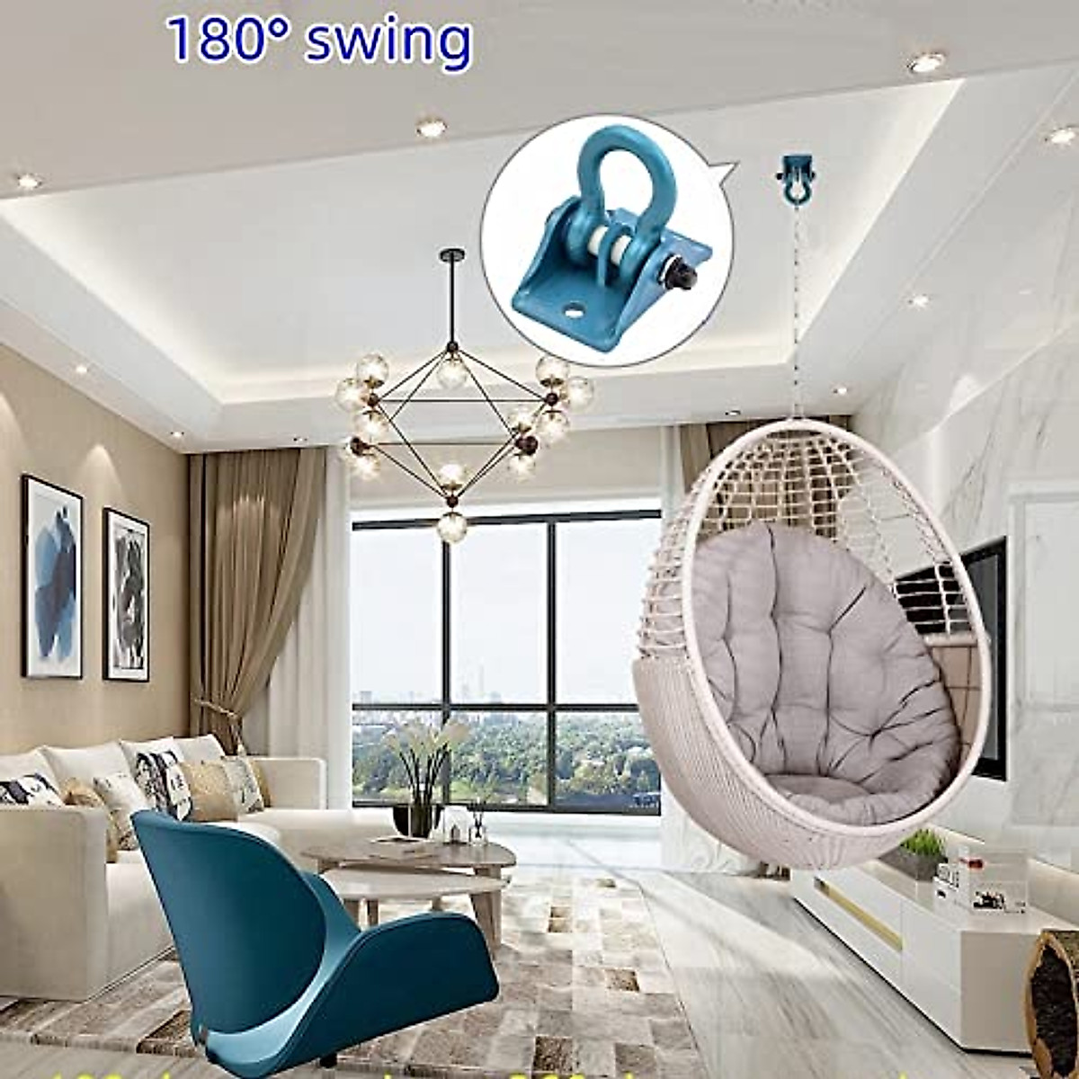 Yyiwhmy Stainless Steel Swing Hanger 1500LB Capacity for Swing Seat Porch Yoga Hammock Chair Sandbag Indoor Outdoor （Bule