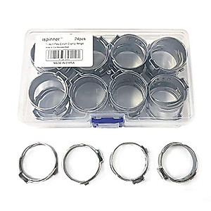 ISPINNER 24pcs 1 Inch PEX Cinch Clamps, 304 Stainless Steel Cinch Crimp Rings Pinch Clamps for PEX Tubing Pipe Fitting Connections (1 Inch)