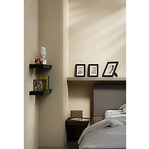 LYNNC Floating Shelves, 2 Rustic Wood Shelves + 3 Photo Frames, Wall Shelves for Bedroom, Living Room, Bathroom, Kitchen, Cocoa Brown